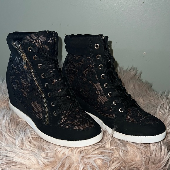 Shoe Dazzle | Shoes | Laced High Top Wedge | Poshmark